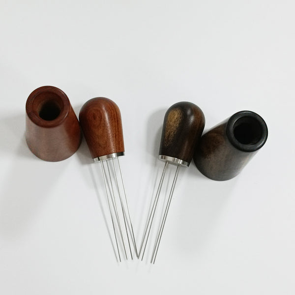 Coffee needle distributor with wooden base – Raw Plus Coffee